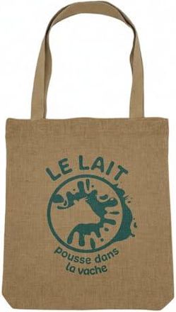 Fabulous Sac Shopping Tote Bag Aspect Lin - Le Lait Pousse dans la Vache Enfant Animaux - Sac de Courses Toile Epaisse 360g Beige Naturel Cabas Port&eacute; Epaule So
