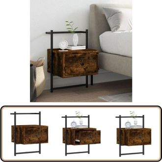 vidaXL Wand-Nachttisch R&auml;uchereiche 35x30x51 cm Holzwerkstoff - Wand-Nachttisch - Nachttisch - Wohnzimmerdeko - Regal - Holzwerkstoff