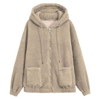 Generic Pull uni confortable pour femme Coman Sweat à capuche décontracté en polaire avec fermeture éclair pour lhiver - Manteau surdimensionné pour les tenue