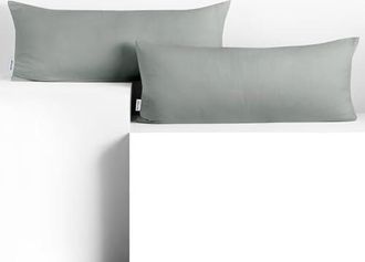 Decoking 2 Kissenbezüge 40x120 cm Jersey 100% gekämmte Baumwolle Reißverschluss Stahl Amber