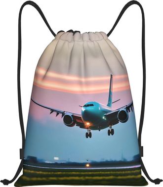 Generic Flugzeug Im Abendlicht (Druck) Zuziehbeutel Daypack Unisex Kordelzug Beutel for Reise Herren Schwimmen 36X42Cm