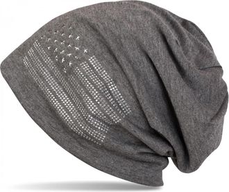 styleBREAKER M&uuml;tze Beanie mit USA Flagge aus Strass