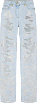 Elisabetta Franchi Femme, Jeans, Bleu, Taille: W27 Jeans Palazzo avec D&eacute;tails en Organza