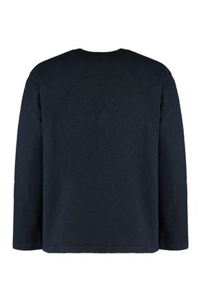 Stone Island Mens Long Sleeve Cotton Jersey T-Shirt Blue T-Shirts And Polos