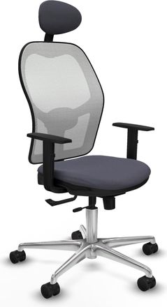 Piqueras y Crespo B&uuml;rostuhl in Grau und Wei&szlig;, mit 1D-Armlehnen, h&ouml;henverstellbare Lendenwirbelst&uuml;tze und festes Kopfteil, ausgestattet mit Syncro/Traslack und eingespri