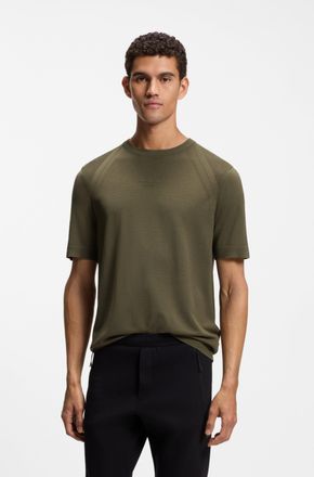 Boss Green by Hugo Boss Kurzarmpullover BOSS GREEN Porsche Spirit 70 Capsule Collection, Herren, Gr. XL, gr&uuml;n (open gr&uuml;n347), Strick, Obermaterial: 60% Modal, 23% Polyamid, 1