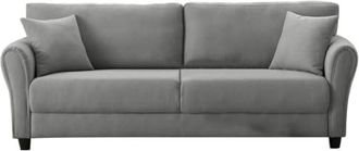 Concept Usine | Canapé Droit en Tissu Effet Lin 4 Places | Lucerne Gris Clair | Design Moderne et Elégant | Confort Luxueux | Coussins Assortis | Dimensions 212 x 7