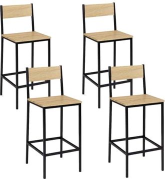 IDMarket Lot de 4 tabourets de Bar Detroit avec Dossier Chaise de Cuisine Design Industriel