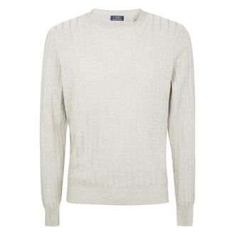 Barba Pullover mit Rundhalsausschnitt - - Knitwear - Herren - Beige - XL