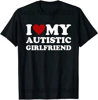 Keephen I Love My Hot Autistic Boyfriend/Girlfriend Things T-Shirt Dr&ocirc;le Lettre Impression 3D Manches Courtes Col Rond Casual Tee Shirts Tops pour Femmes Homm