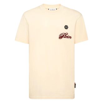 Philipp Plein Homme, Tops, Beige, Taille: M T-Shirt Col Rond Basic Signature