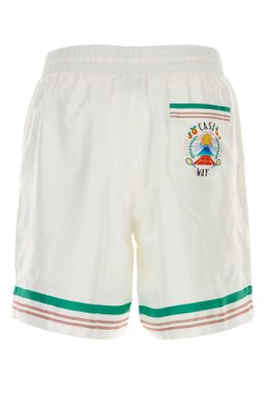 Casablanca Mens Shorts Bermuda White Silk Bermudas