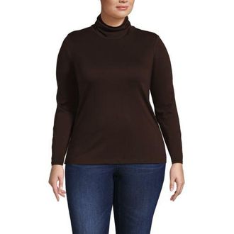 Lands End Rollkragenshirt aus Supima, Damen, Gr&ouml;&szlig;e:52-54 plus, Braun, Baumwolle, by Lands End