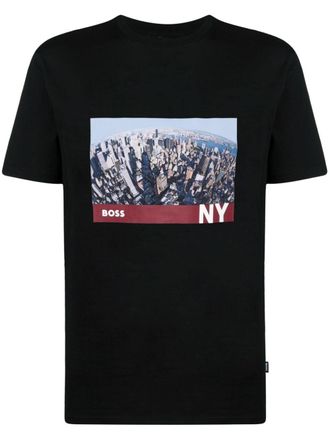 BOSS t-shirt en coton à imprimé graphique - Noir