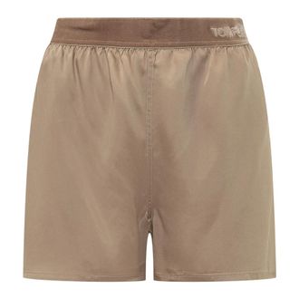 Tom Ford Femme, Shorts, Brun, Taille: 40 FR Shorts PJ en soie satin&eacute;e