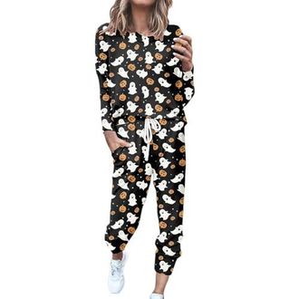 Generico Pyjama 2 pi&egrave;ces &agrave; manches longues doux pour femme, Noir, XXL