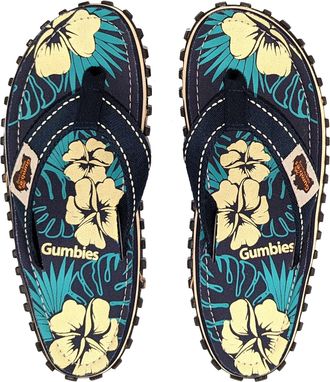 Gumbies Originals Blau - Flip Flops aus recycelten Materialien - robuste Sohle aus wiederverwerteten Autoreifen, weiches Fu&szlig;bett aus Canvas-Baumwolle, bequeme