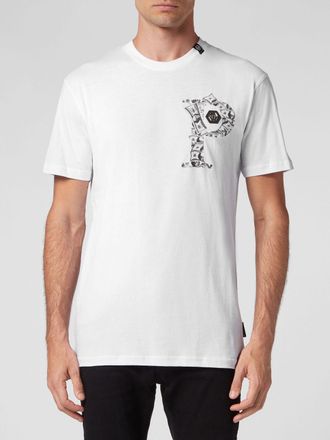Philipp Plein T-shirt slim fit en coton avec imprim&eacute; monogramme et logo Hexagon