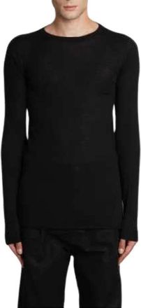 Rick Owens Homme, Pulls, Noir, Taille: L Biker Level Round Neck