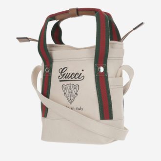 Gucci Mens Printed Fabric Bag White Cotton Shoulder