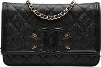 Chanel Portefeuille sur cha&icirc;ne Pre-owned - Femme - Pre-owned - Noir - Taille: ONE Size