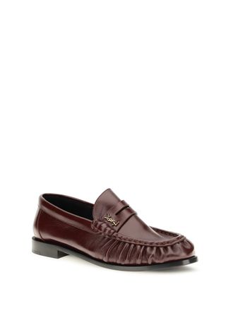 Saint Laurent Womens Le Loafer Polished Leather Loafers Vintage Bordeaux-Vin Bordeaux/vin