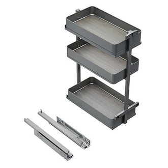 Emuca Harmony-Ausziehwagen mit Soft-Close, Modul Breite 300mm x H&ouml;he 800mm, Stahl und Holz, Anthrazitgrau