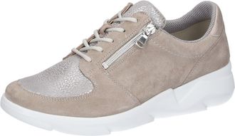 Waldl&auml;ufer Sneaker low Komfort Schn&uuml;rschuh Damen 668K02-304 201 Echtleder in beige