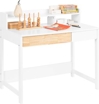 SoBuy Schreibtisch mit 2 Ablagen Computertisch Bürotisch Arbeitstisch für Homeoffice Eckschreibtisch Weiß BHT ca. 100x95x59cm FWT106-W