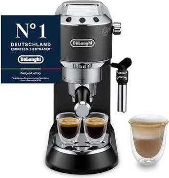 DeLonghi Dedica Style - Perfetto Kompakte Siebtr&auml;germaschine Espressomaschine mit Tasten, manuellem Milchaufsch&auml;umer f&uuml;r Espresso und Cappuccino, ESE Pad geeig