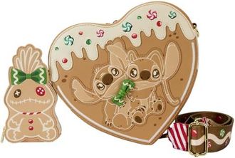 Loungefly Disney Stitch Sac à bandoulière parfumé ange et Stitch en forme de coeur en pain dépices avec porte-monnaie, multicolore