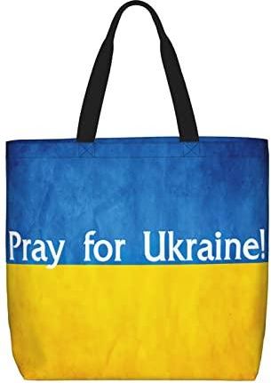 Generic Sac Fourre-Tout Priez Pour LUkraine Sac Fourre Tout Femme Lavables Pliable Sacs En Toile, Pour Tous Les Jours, Filles, Burea, Voyage