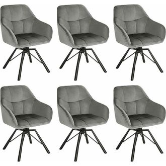 Woltu Lot de 4 Chaises Pivotante &agrave; 360&deg; Woltu Chaise Salle &agrave; Manger en Velours + M&eacute;tal, Chaise Scandinave, Chaise de Cuisine, Fauteuil Salle &agrave; Manger, Bleu