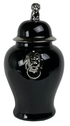 Ori&euml;ntique Chinesisches Ginger Jar Porzellan Gl&auml;nzend Schwarz Silber D25xH46cm Chinesische ingwertopf asiatische Jingdezhen China Deko Ingwerglas mit Deckel Kera