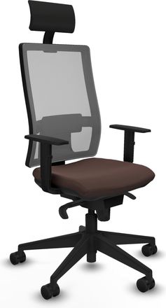 Piqueras y Crespo Drehbarer Schreibtischstuhl ohne Rollen, 1D-Armlehnen, h&ouml;henverstellbare Lendenwirbelst&uuml;tze und festes Kopfteil, ausgestattet mit 5 Positionen, Grau/D