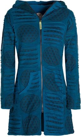 vishes Alternative Bekleidung - Damen lange warme Jacke Hippiemantel Zipfel Kapuzenmantel t&uuml;rkis 40
