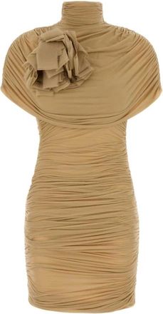 Magda Butrym Femme, Robes, Beige, Taille: 38 FR Robe Midi Effet Cape Drap&eacute;e