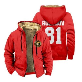 Generic Heated Rivalry Merch Ilya Rozanov Manteau zipp&eacute; Femmes Hommes Manches Longues Veste Casual Streetwear Hiver Parka, Rouge, 3XL