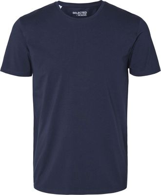 Selected Herren Selected Basic T-Shirt | Einfarbiges Rundhals Kurzarm Shirt SLHNEWPIMA | Jersey Stretch Baumwolle, Farben:Navy, Größe:XXL