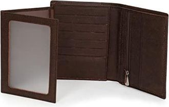 Pellet Paris - Portefeuille européen - pour Homme - Collection Instinct - Marron - en Cuir de Vachette Vieilli - Portefeuille Homme - Porte Feuille - Porte F