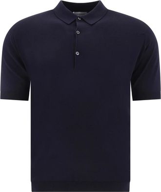 John Smedley Homme, Tops, Bleu, Taille: S Polo Bleu Couleur Unie Manches Courtes