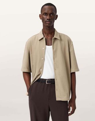 AllSaints Stallone - Kurz&auml;rmliges Hemd in D&uuml;nenbraun-Brown