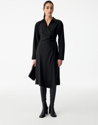 Arket Wickel-Hemdblusenkleid -Schwarz