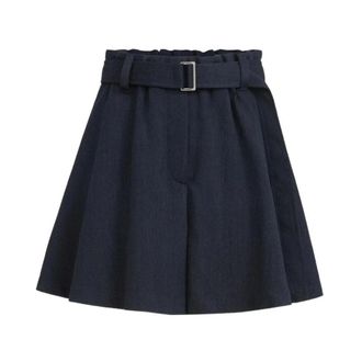 Brunello Cucinelli Rockhose aus Virgin-Wolle-Krepp mit Fischgr&auml;tmuster - - Skirts - Damen - Blau - L