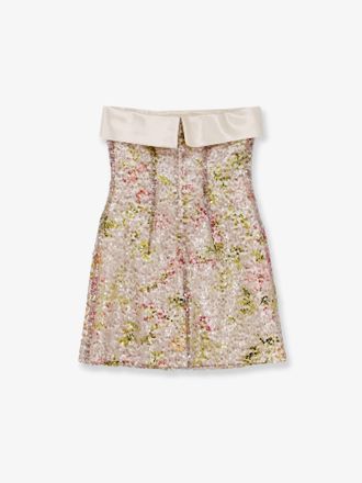 Alberta Ferretti Womens Mini Dress Sequin Embroidery Beige Polyester Evening Suits