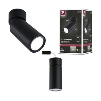 Paulmann 93089 LED Deckenleuchte Aufbauleuchte Turnal 470lm 3-Step-Dim schwenkbar rund incl. 1x6 Watt dimmbar Deckenlampe Schwarz matt Metall 2700 K Coin