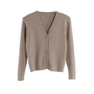 Generic Cardigan &agrave; simple boutonnage pour femme - Col en V - Pour lhiver, oatmeal, Taille Unique
