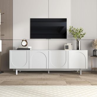Generic Moderner TV-Schrank mit 4 T&uuml;ren TV-St&auml;nder mit Verstellbare Einlegeplatten Lowboard f&uuml;r Wohnzimmer Schlafzimmer Unterschrank TV M&ouml;bel Tisch Sideboard 