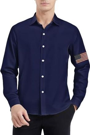 Generic Chemise extensible &agrave; manches longues pour homme - Chemise boutonn&eacute;e imprim&eacute;e - Coupe r&eacute;guli&egrave;re - Chemise daffaires urbaine &eacute;l&eacute;gante - Chemisier formel