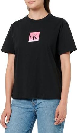 Calvin Klein T-Shirt Manches Courtes Femme Classic Fit Tee en Coton, Noir (Black), M